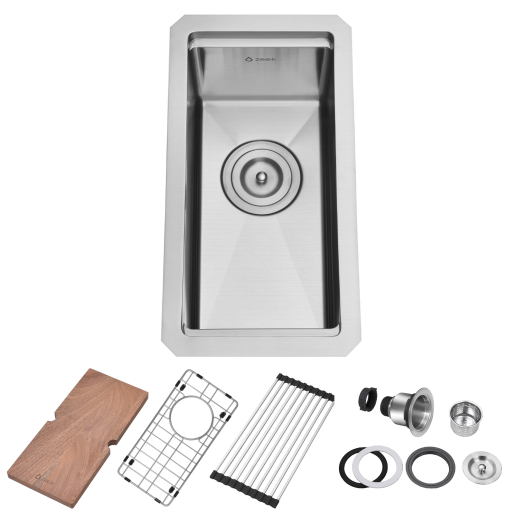 Zeek 10 x 18 Inch Undermount Workstation Wet Bar Sink 16G Stainless ...