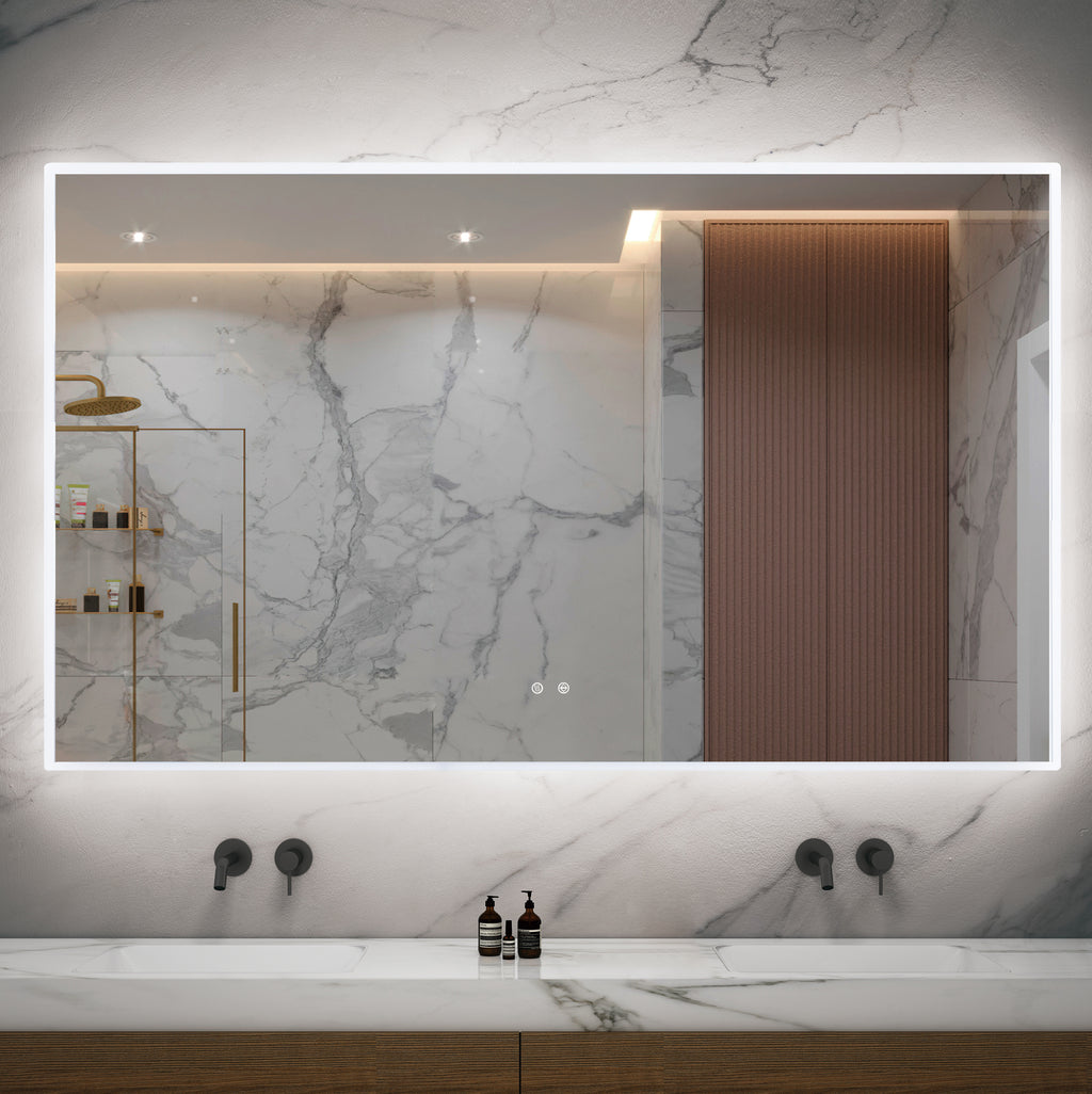 Zeek 60"x36" Backlit LED Rectangular Bathroom Wall Large Mirror Double ...
